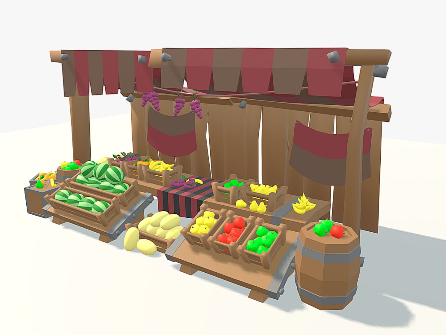 3D Model Low-poly Cartoon Fruit Stall | 1145377 | TurboSquid