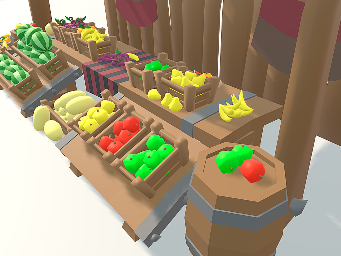 3D Model Low-poly Cartoon Fruit Stall | 1145377 | TurboSquid