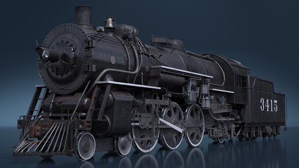 modelo 3d Locomotora de vapor antigua y ténder - TurboSquid 2296477