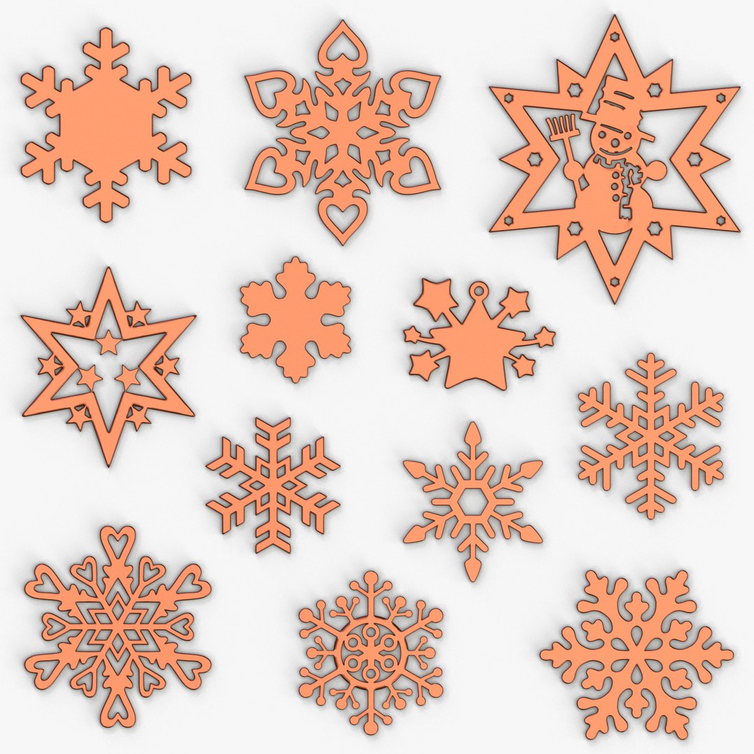 3D 12 Snowflakes - TurboSquid 1663818