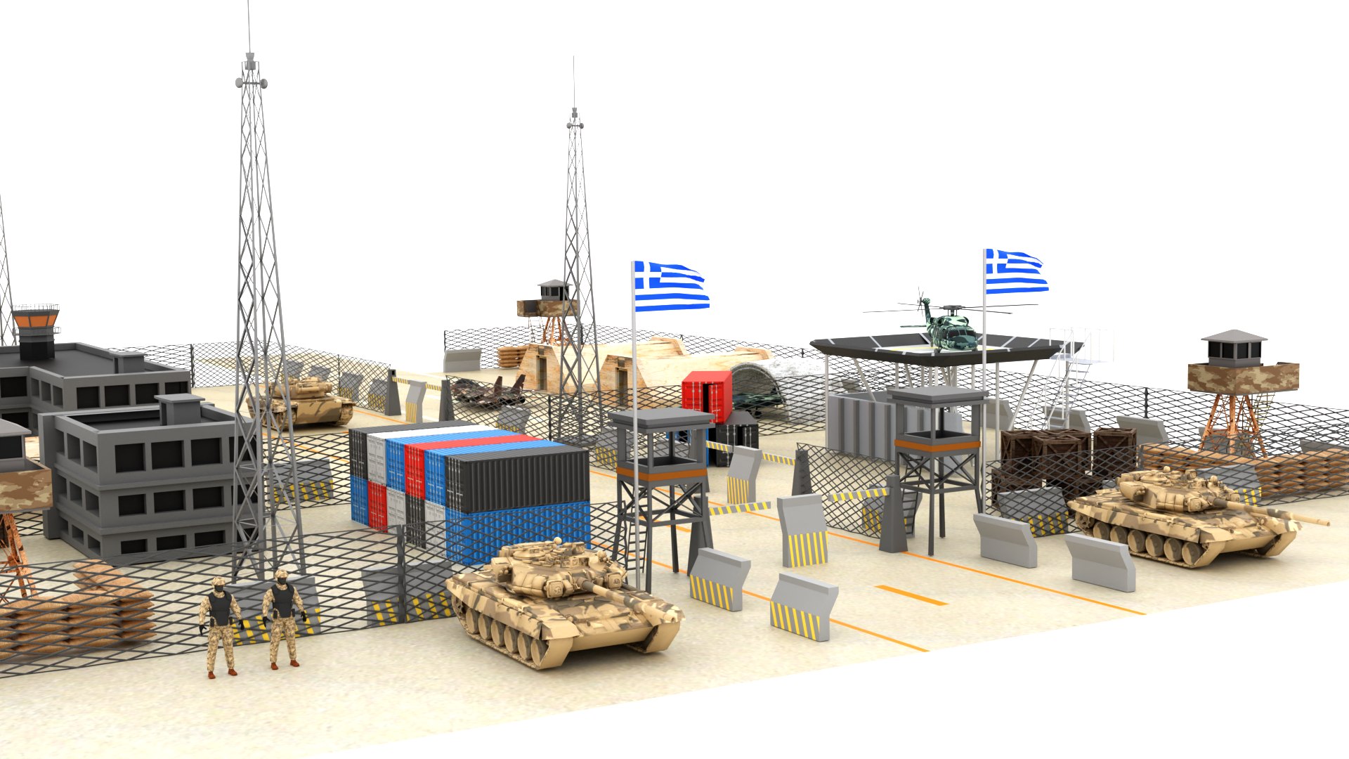 3D Greece Military Base - TurboSquid 1885170