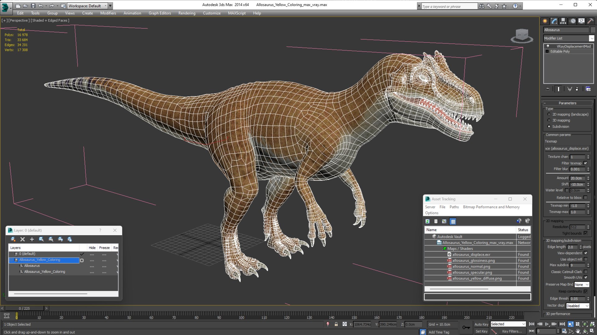3D model Allosaurus Yellow Coloring - TurboSquid 2158659