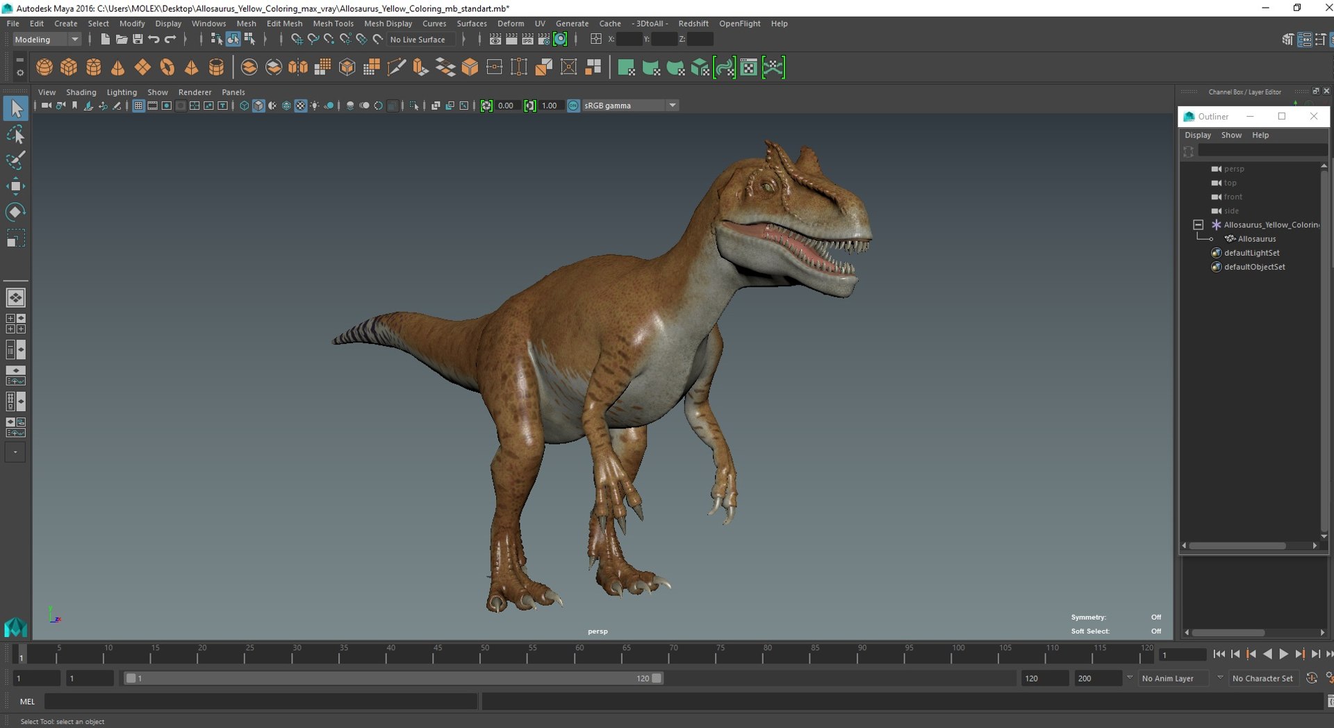 3D Model Allosaurus Yellow Coloring - TurboSquid 2158659