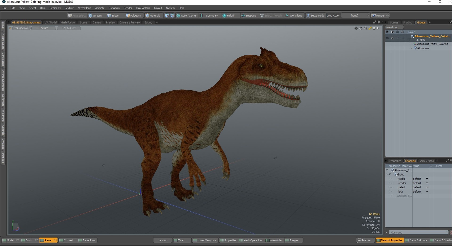 3D Model Allosaurus Yellow Coloring - TurboSquid 2158659