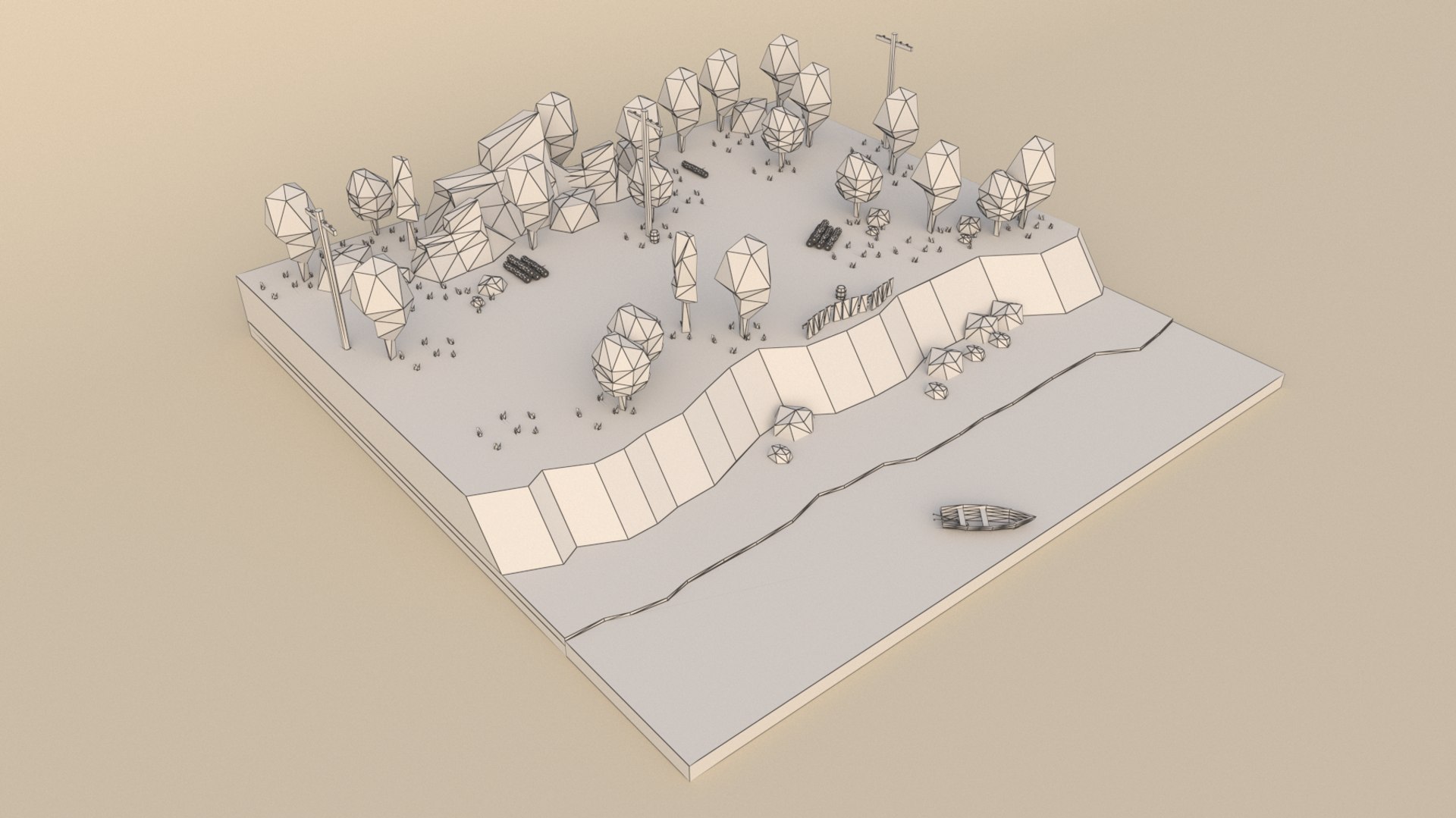 3D Cartoon Terrain Forest - TurboSquid 1656890