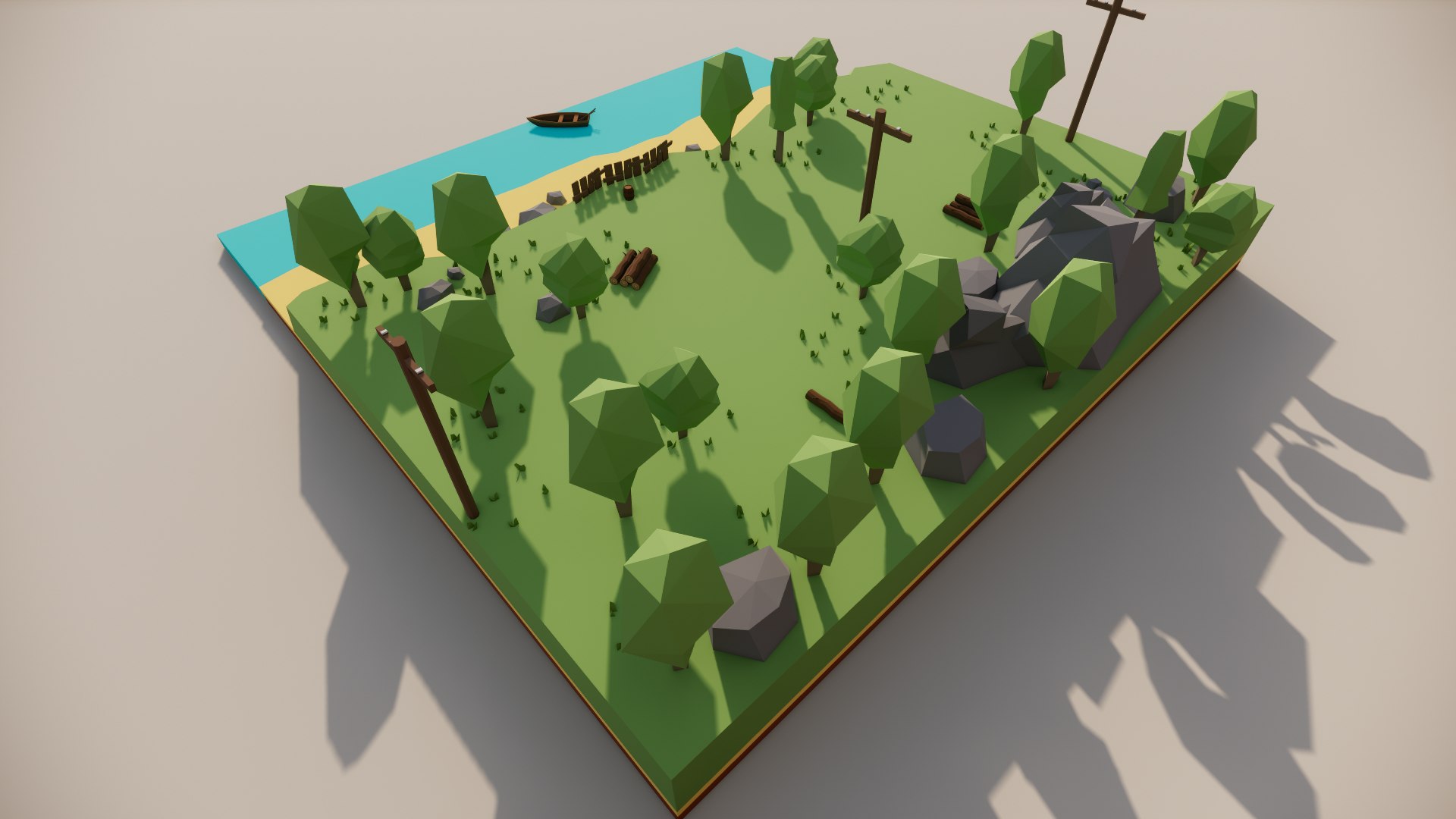 3D Cartoon Terrain Forest - TurboSquid 1656890