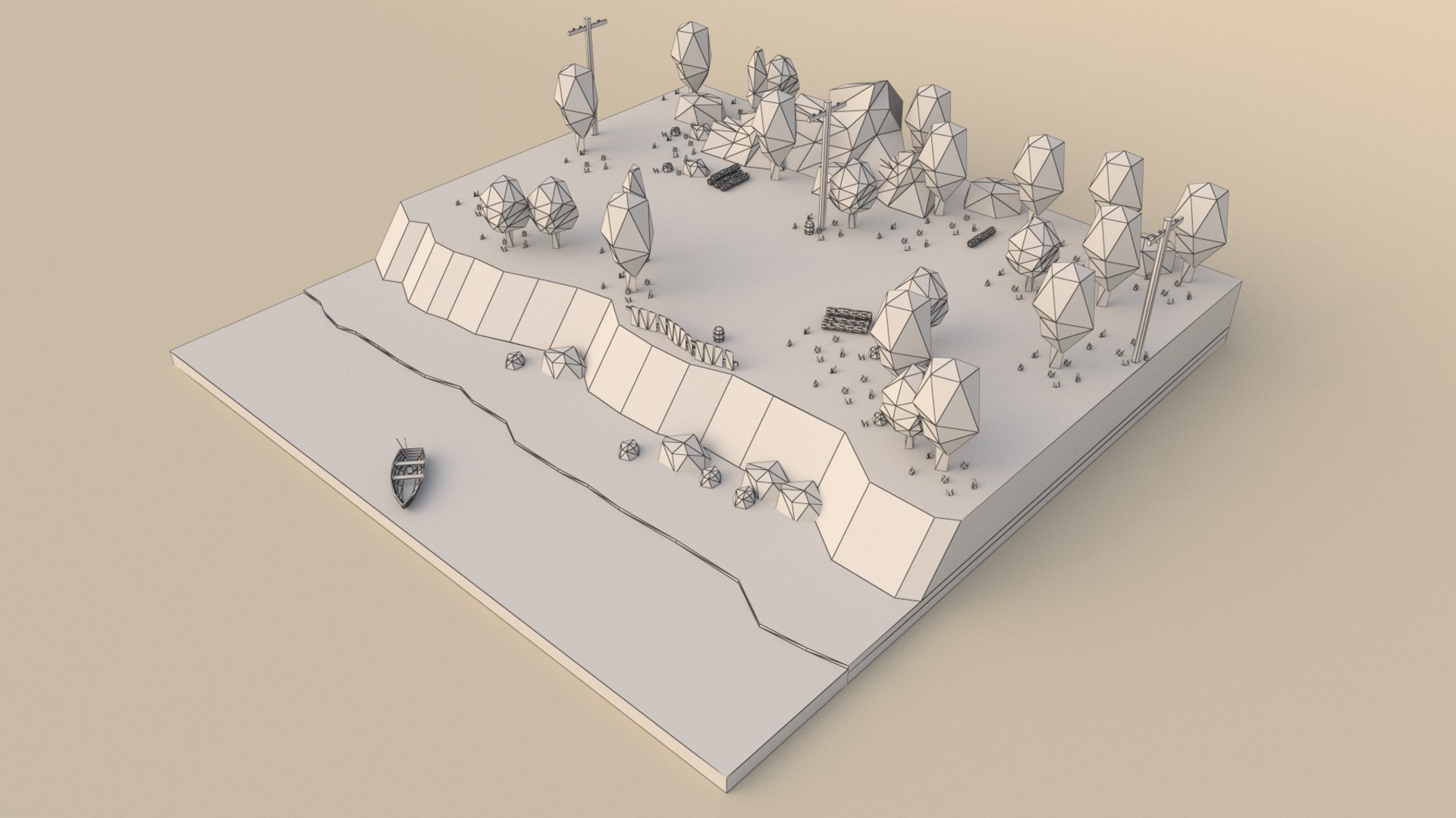 3D Cartoon Terrain Forest - TurboSquid 1656890