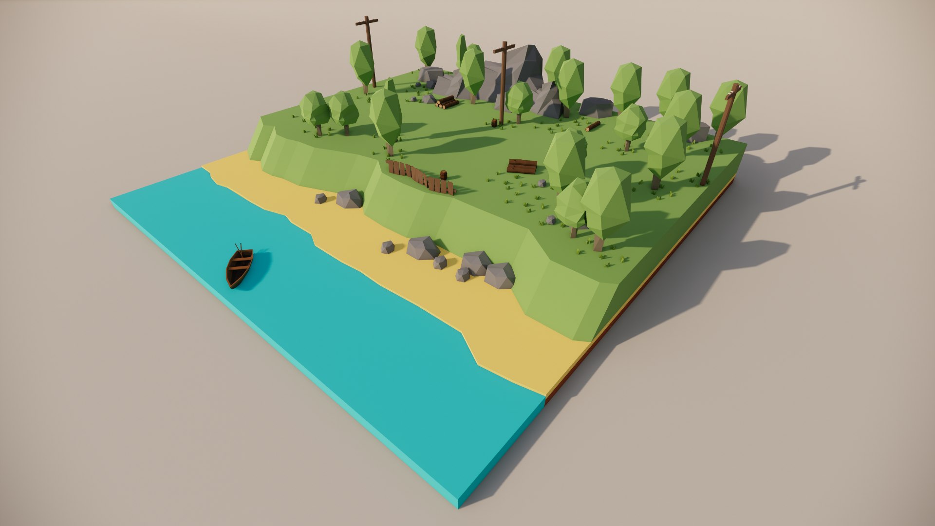 3D Cartoon Terrain Forest - TurboSquid 1656890