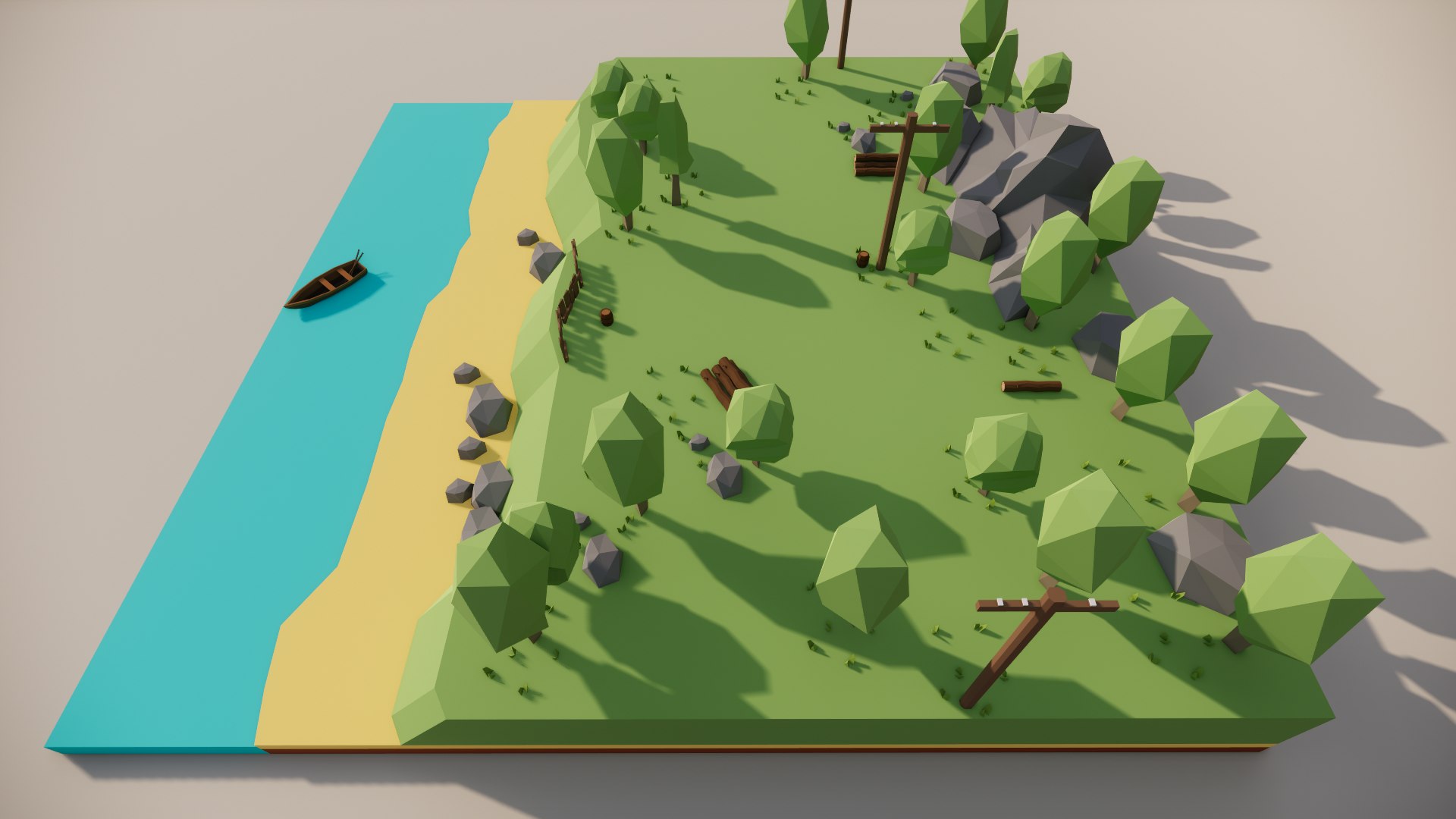 3D Cartoon Terrain Forest - TurboSquid 1656890