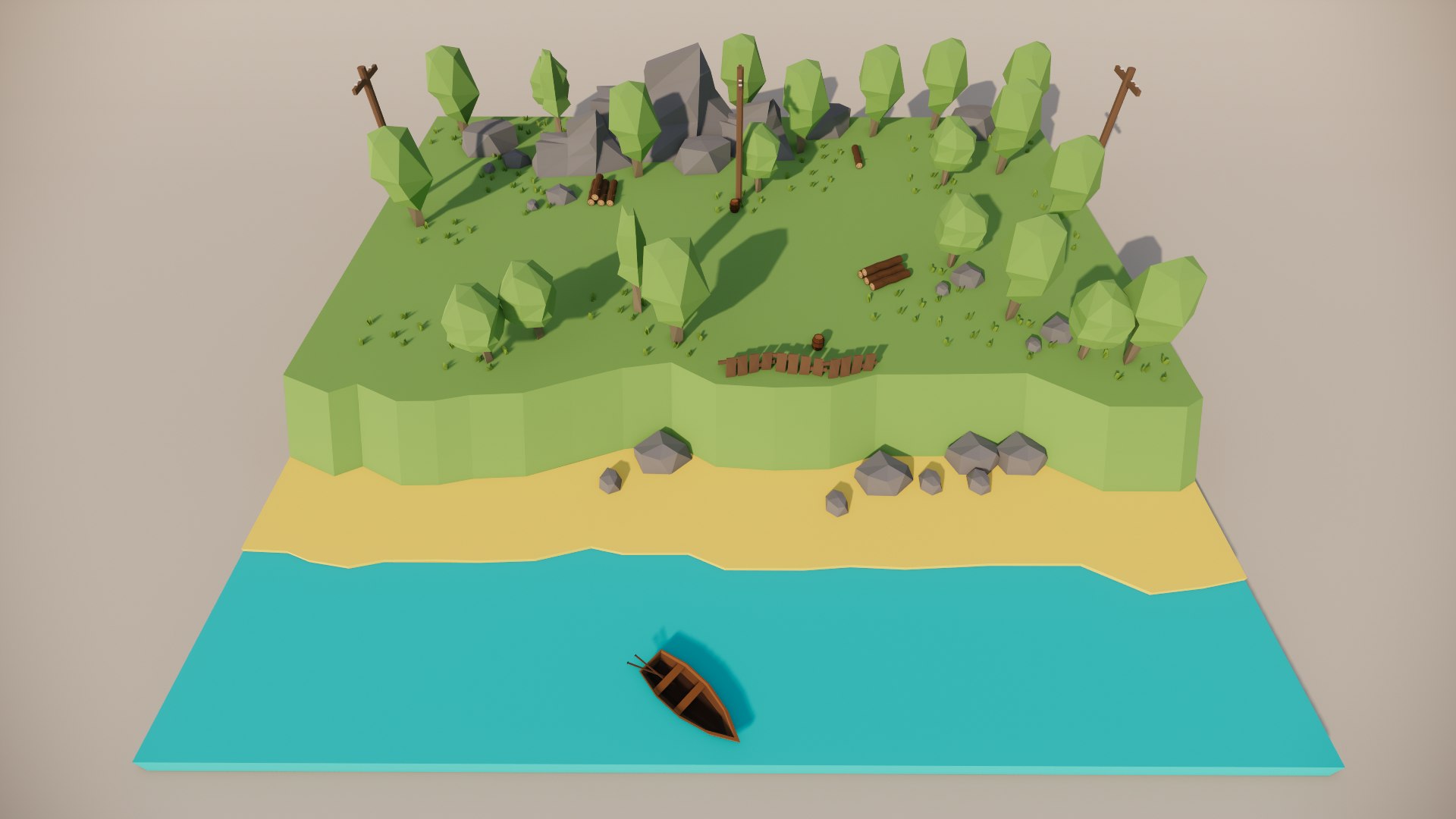 3D Cartoon Terrain Forest - TurboSquid 1656890