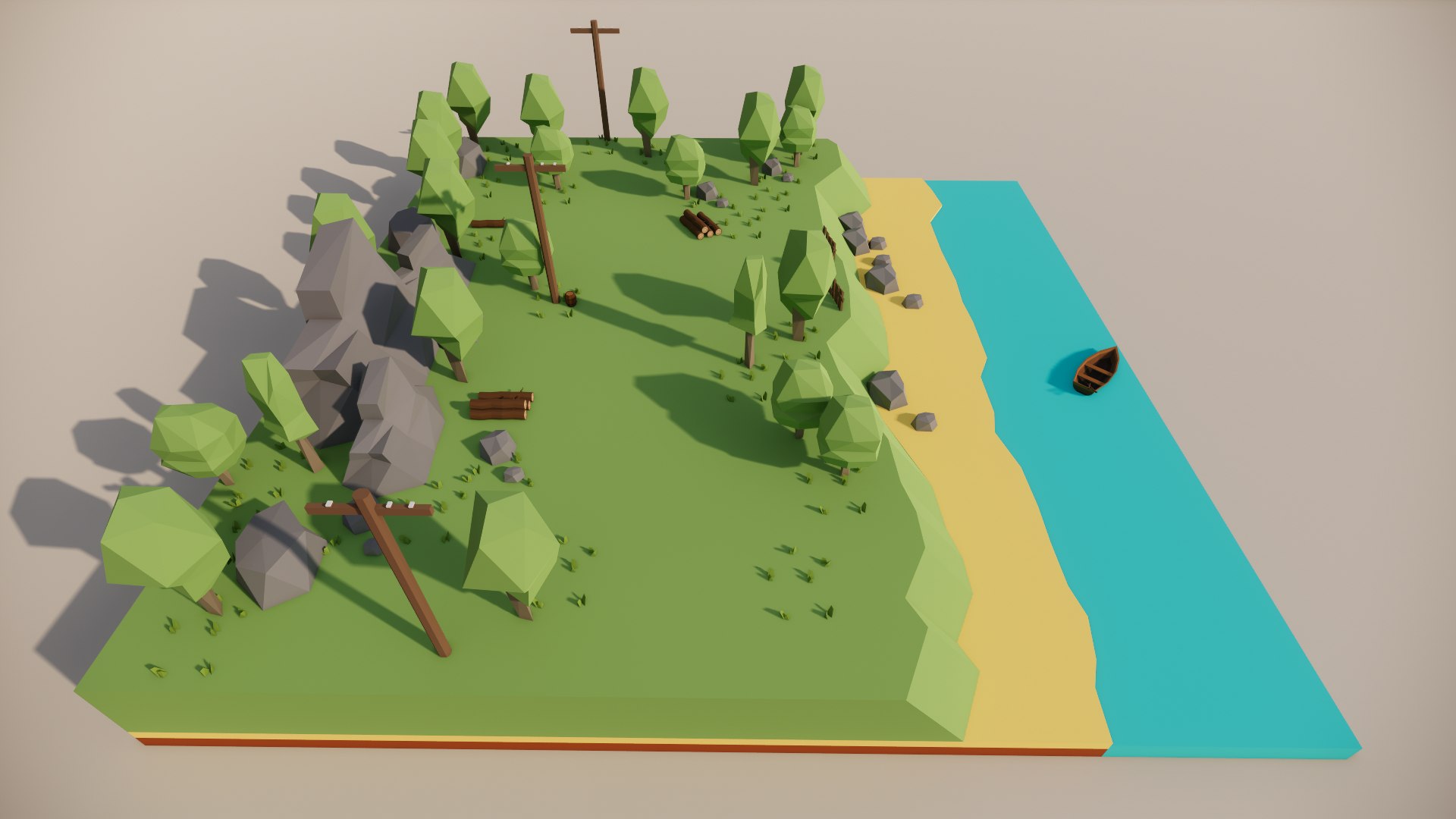 3D Cartoon Terrain Forest - TurboSquid 1656890