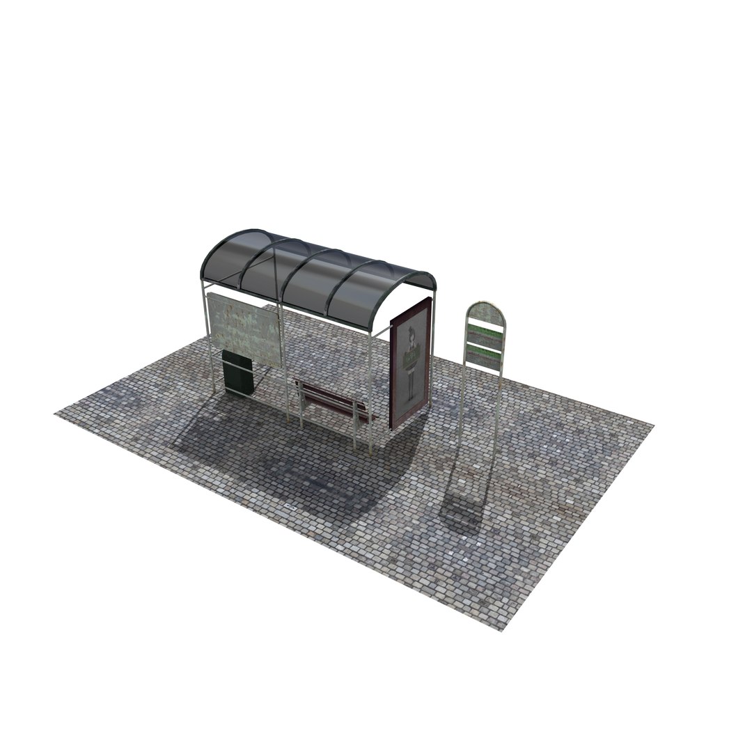 3D Old Bus Stop Model - TurboSquid 1469307