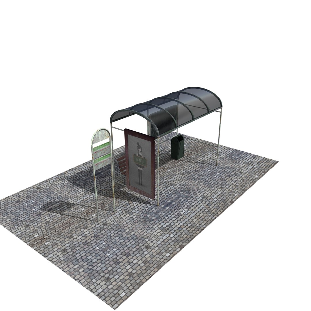 3D Old Bus Stop Model - TurboSquid 1469307