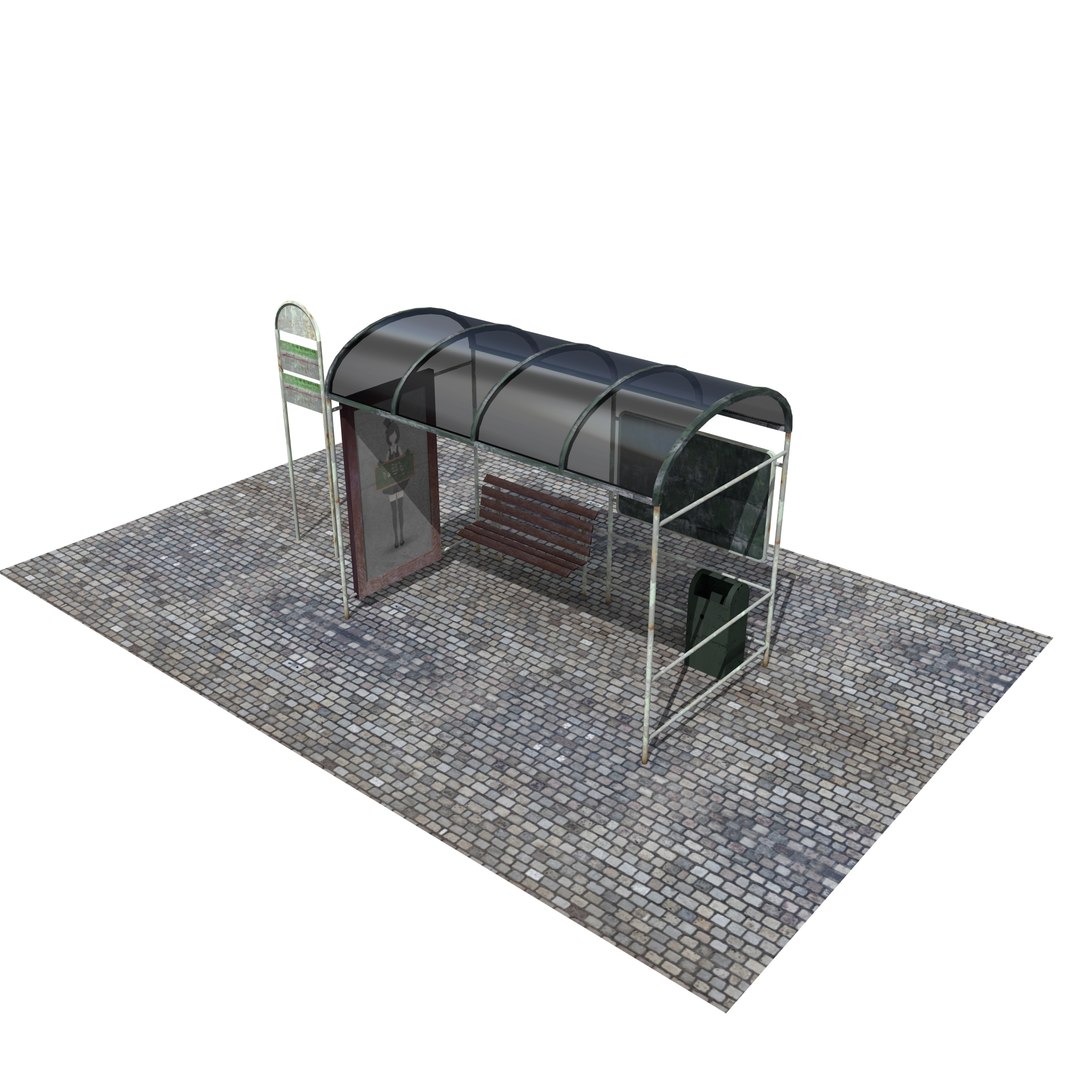 3D Old Bus Stop Model - TurboSquid 1469307