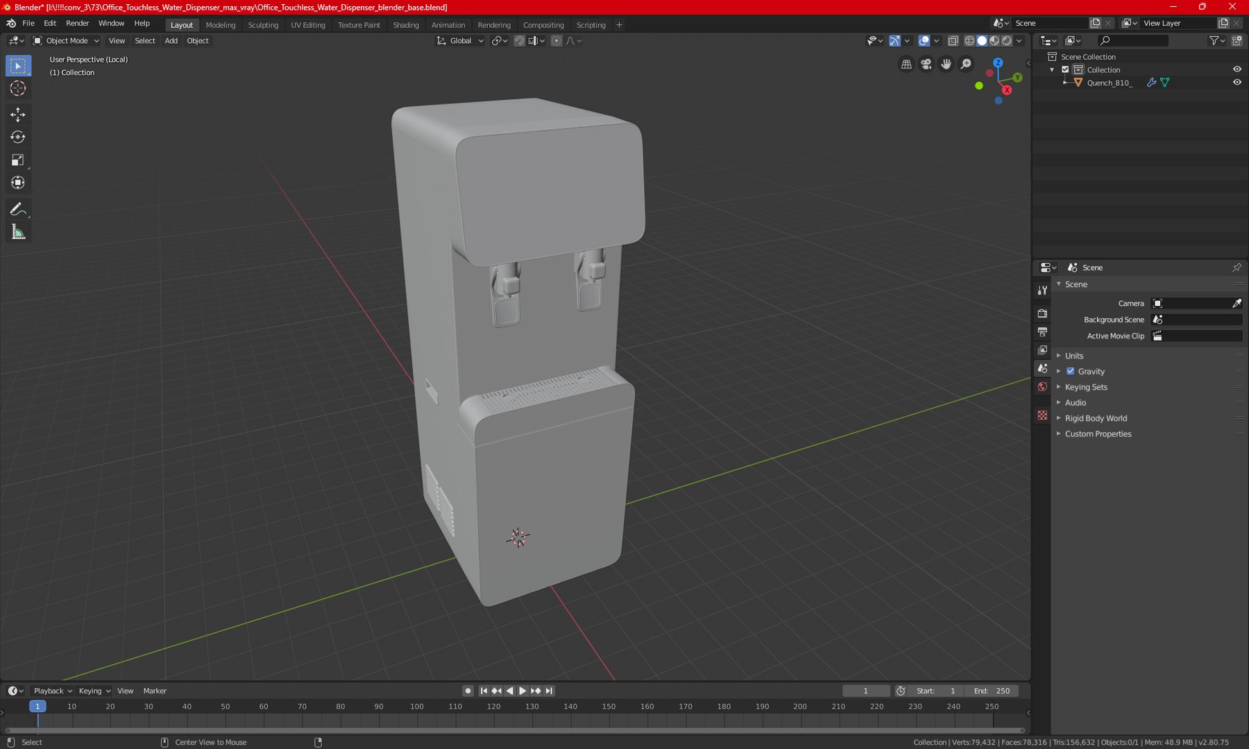 Quench 810 Touchless Water Dispenser 3D Model - TurboSquid 2269735
