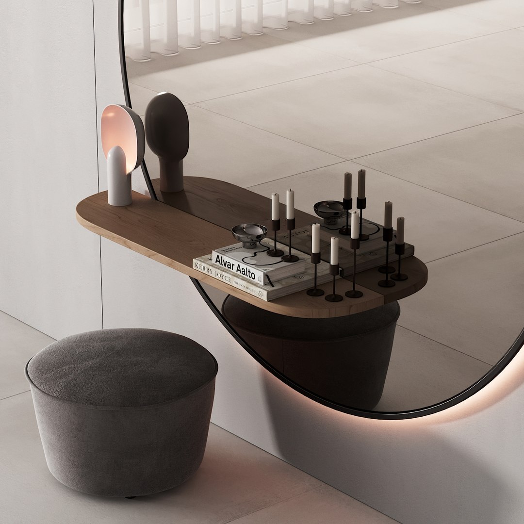 3D 229 hallway zone 06 large round minimal round mirror 01 model ...