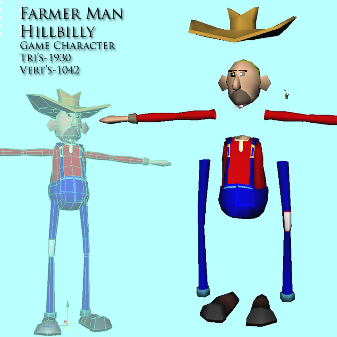 farmer hick character 3d model