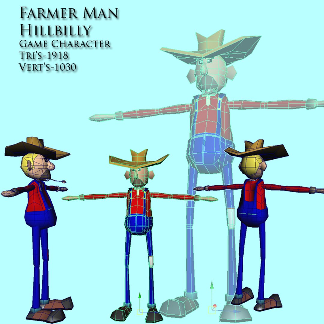 farmer hick character 3d model
