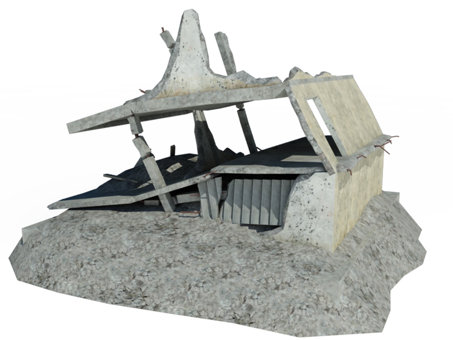 3d Ruin Building Model
