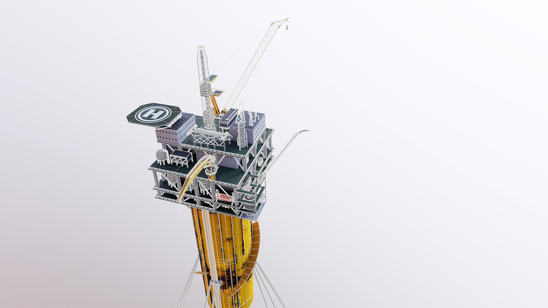 Aged SPAR Leg Oil Rig Model - TurboSquid 2418894