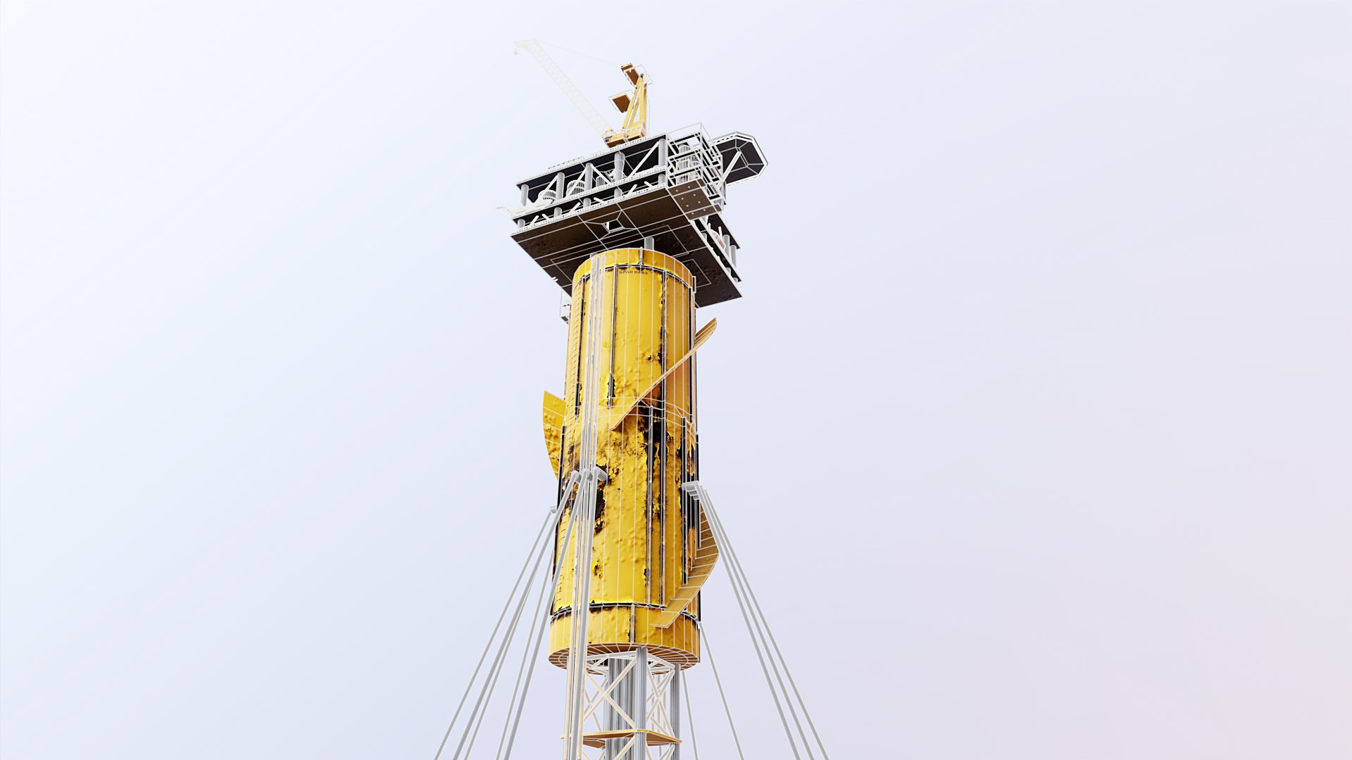 Aged SPAR Leg Oil Rig Model - TurboSquid 2418894