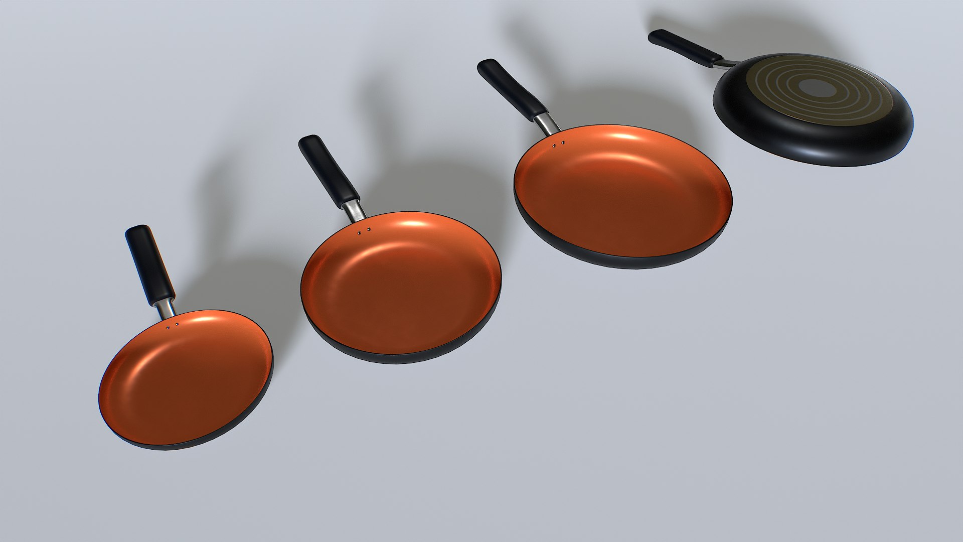 3D Frying Pans Set 4 - TurboSquid 2374255