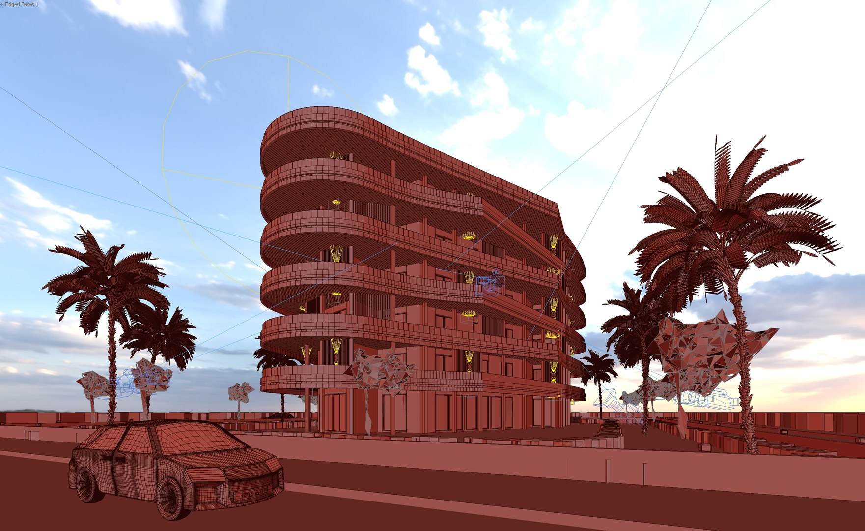 3D Modern Commercial Plaza Building Exterior Model - TurboSquid 2369148