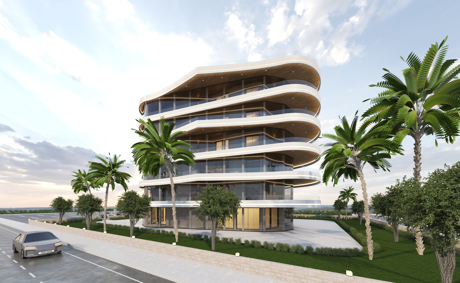 3D Modern Commercial Plaza Building Exterior Model - TurboSquid 2369148