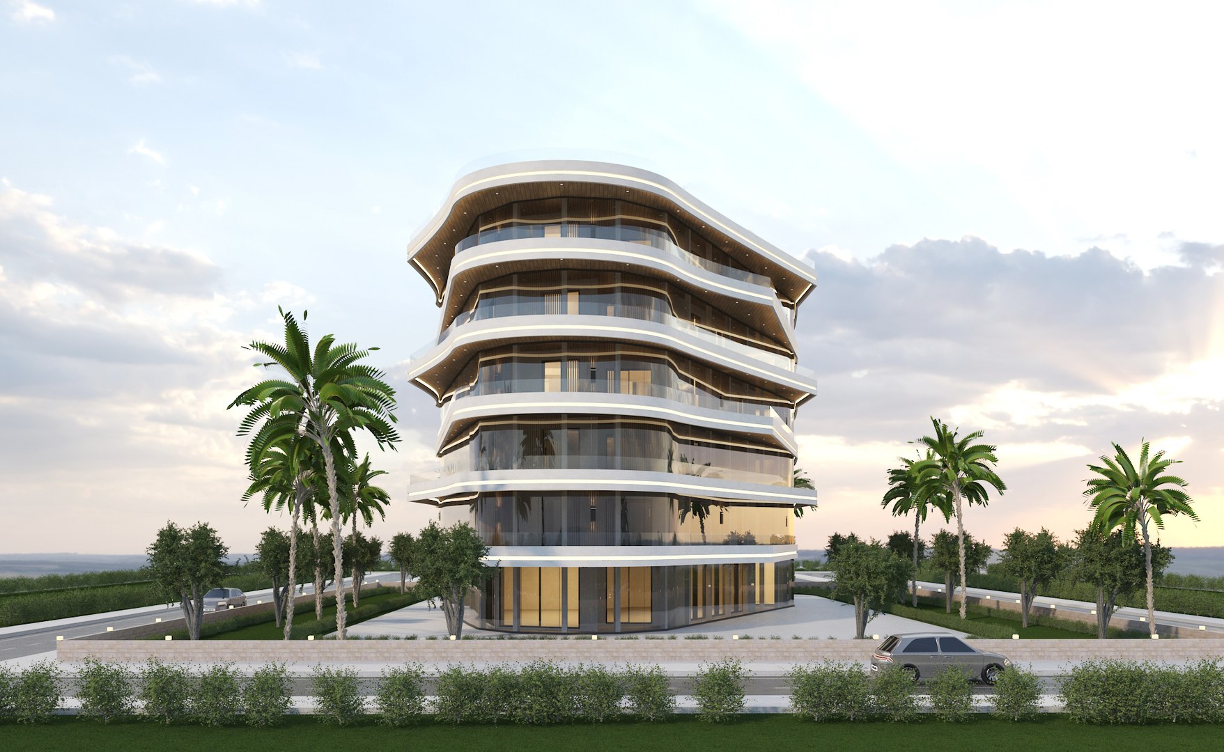 3D Modern Commercial Plaza Building Exterior Model - TurboSquid 2369148