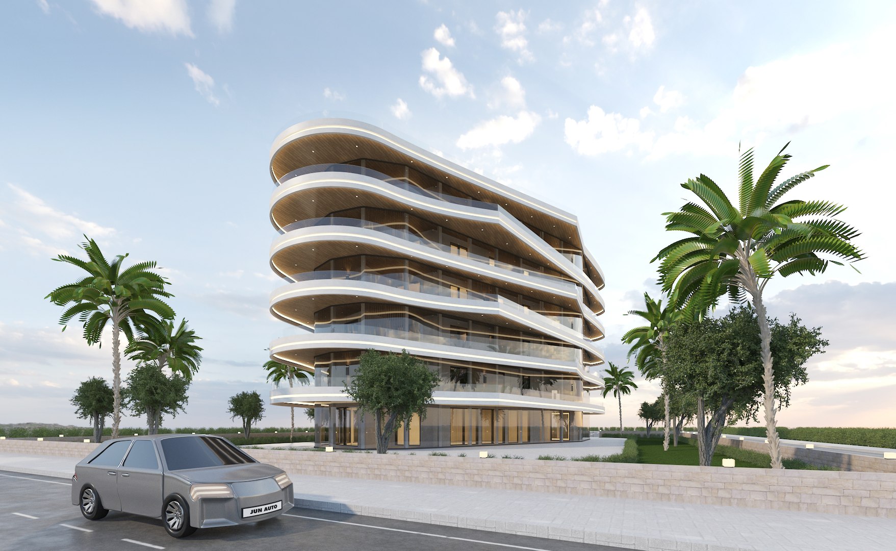 3D Modern Commercial Plaza Building Exterior Model - TurboSquid 2369148