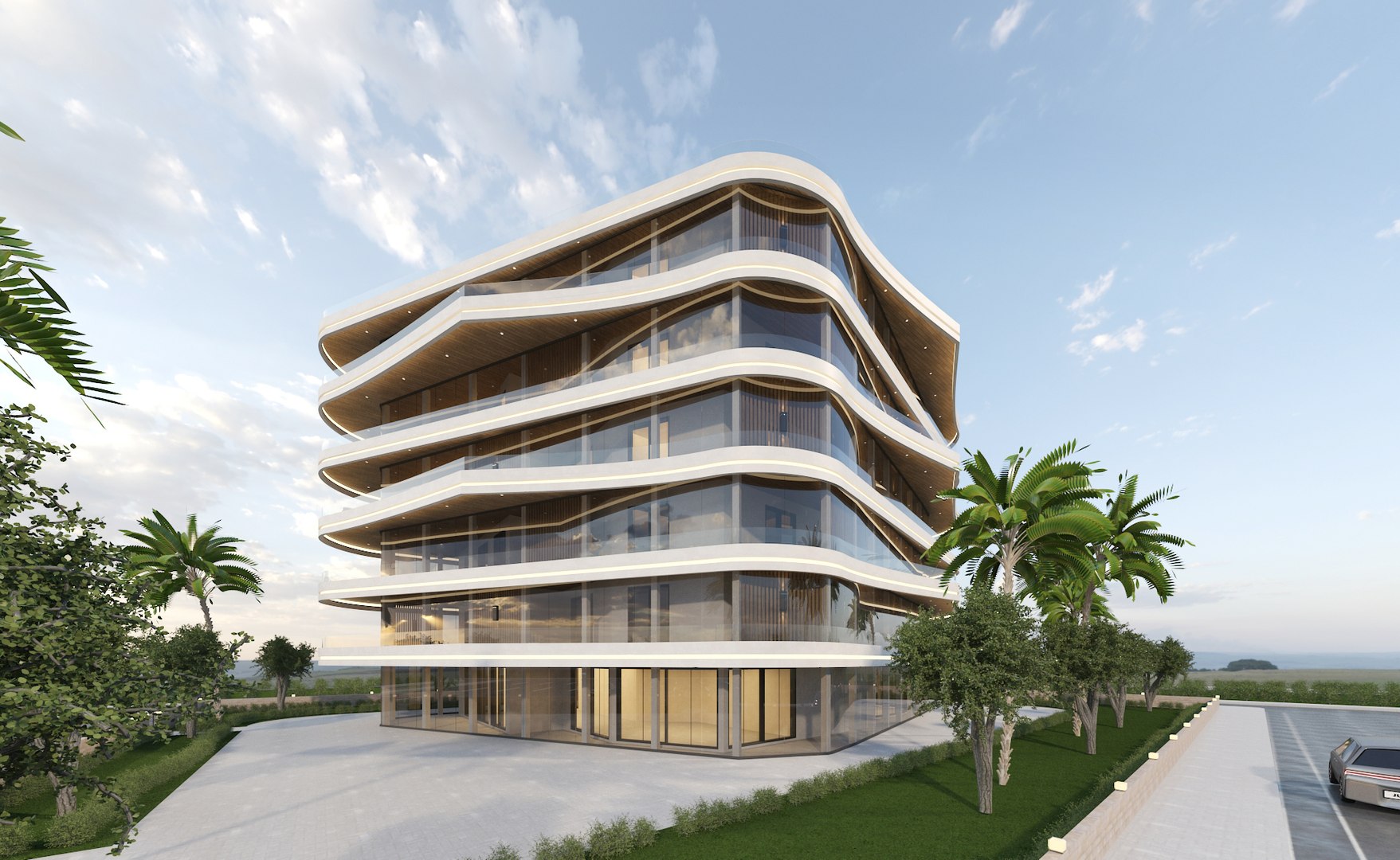 3D Modern Commercial Plaza Building Exterior Model - TurboSquid 2369148