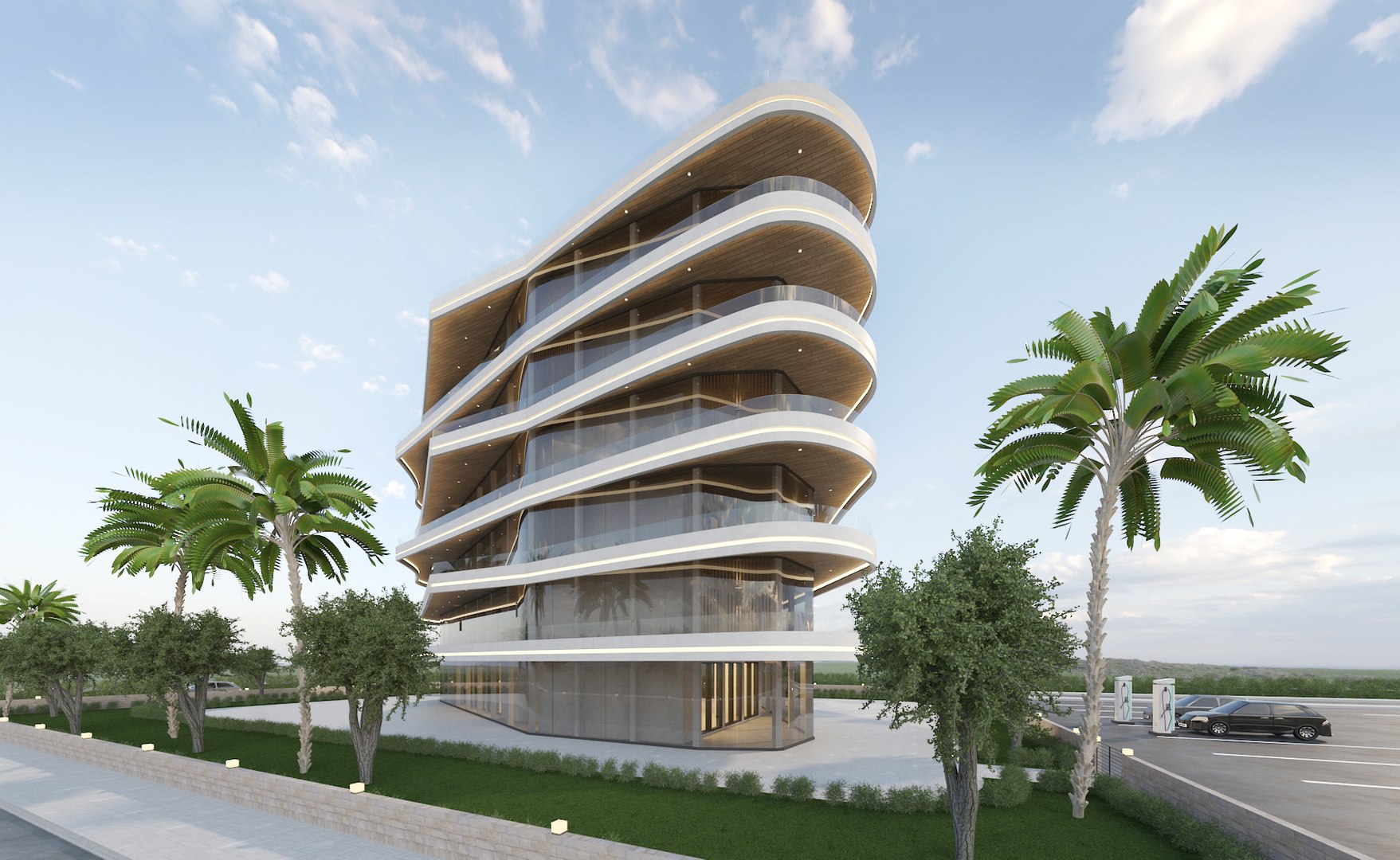 3D Modern Commercial Plaza Building Exterior Model - TurboSquid 2369148