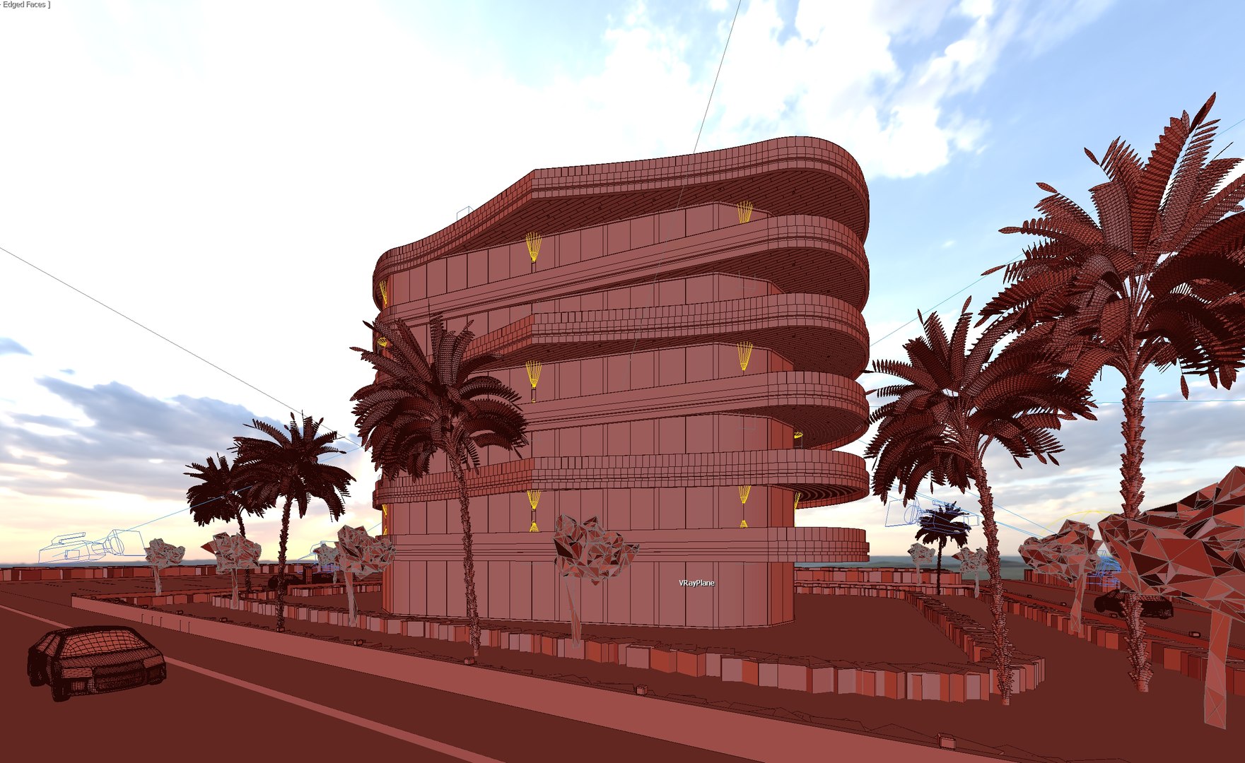 3D Modern Commercial Plaza Building Exterior Model - TurboSquid 2369148