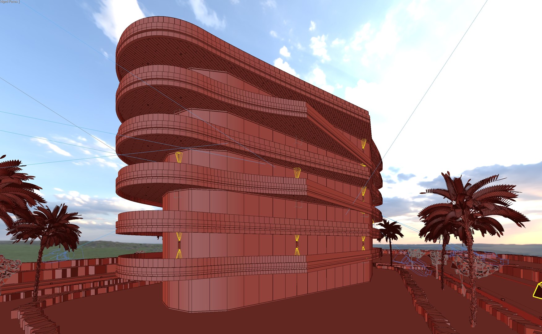 3D Modern Commercial Plaza Building Exterior Model - TurboSquid 2369148