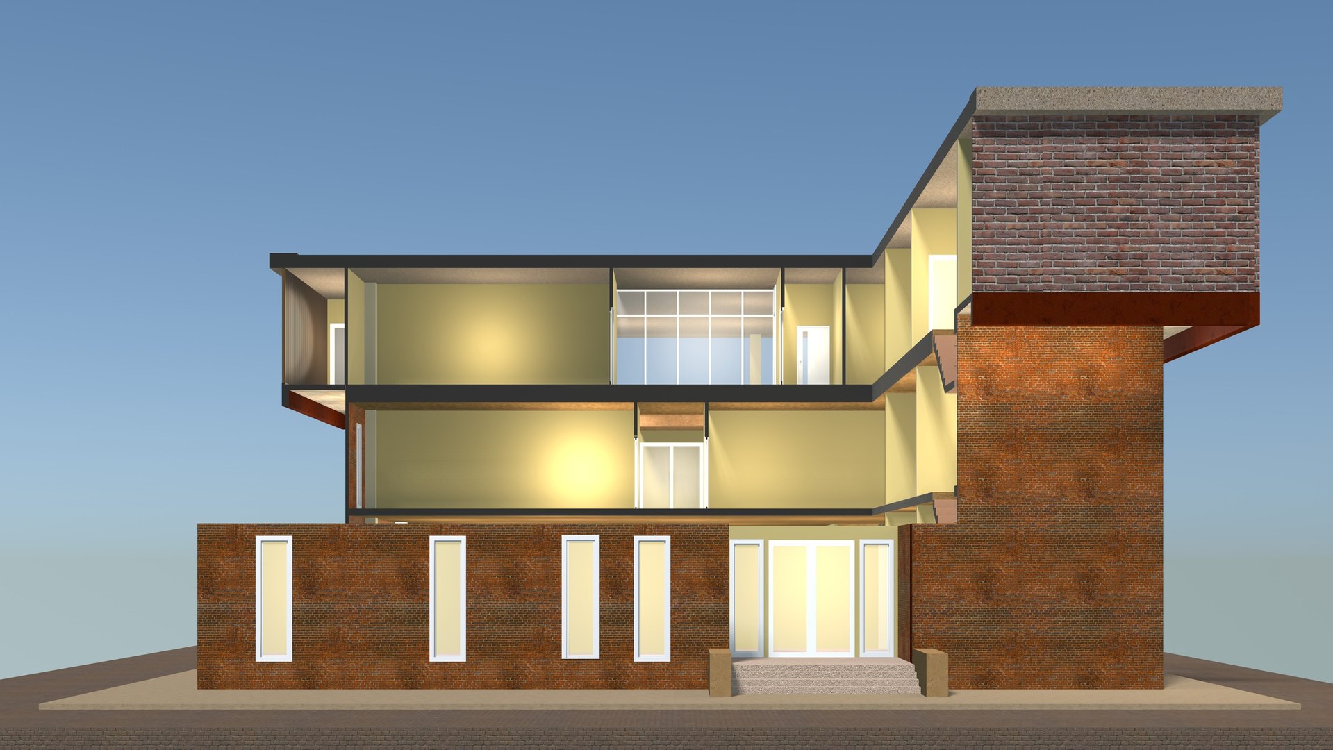 Home Office In Cutaway Section 25-04 3D Model - TurboSquid 2344935