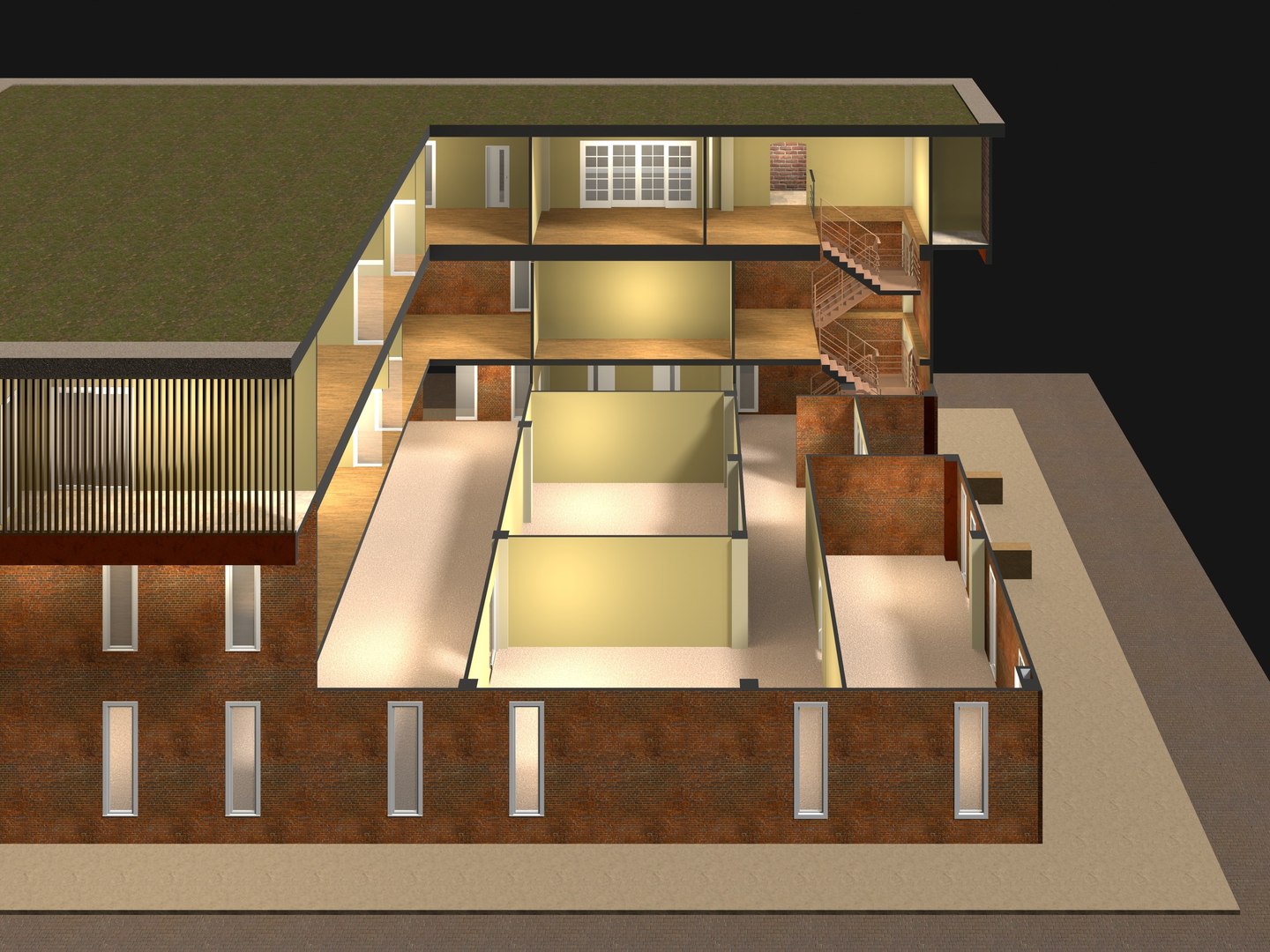Home Office In Cutaway Section 25-04 3D Model - TurboSquid 2344935