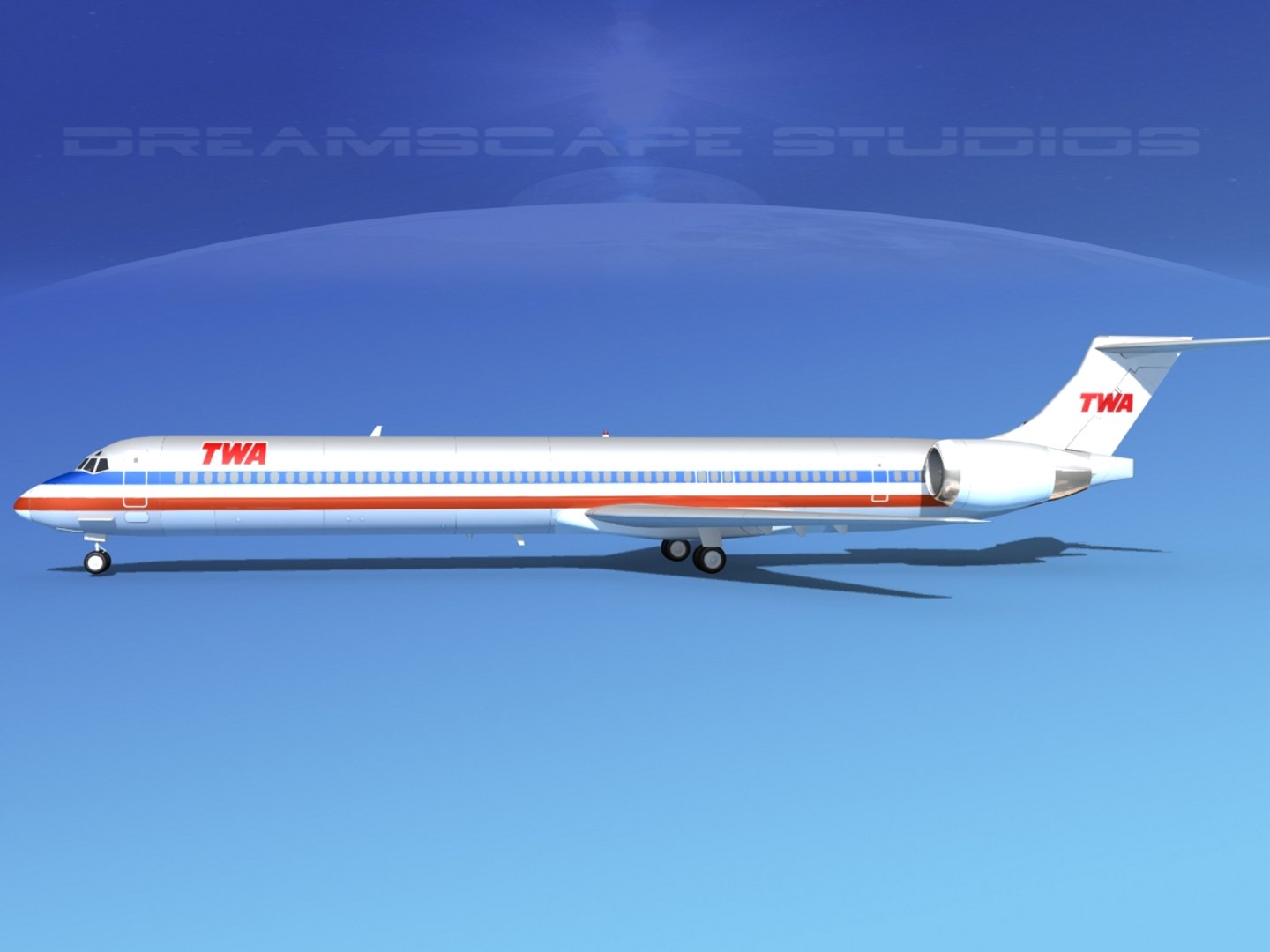 3d model of md-90 jet commercial