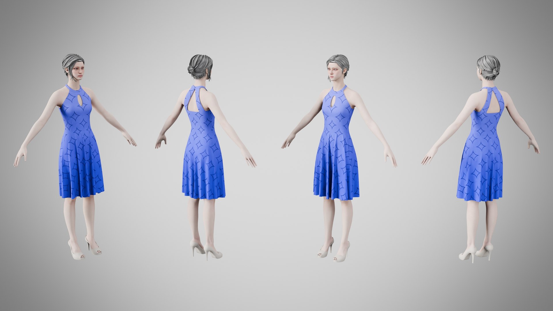 Dress 23 Very Light Blue With Design 3D Model - TurboSquid 2474341