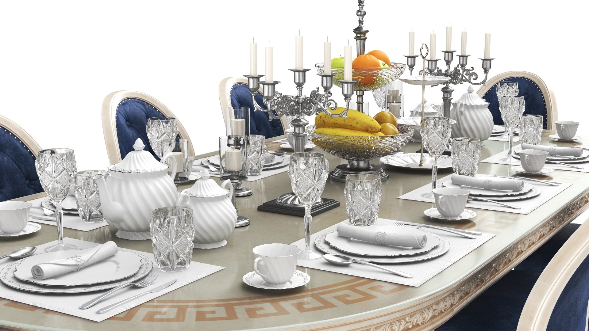 Full Dining Table Set 3D Model - TurboSquid 1765458