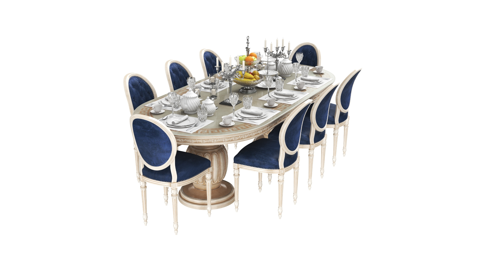 Full Dining Table Set 3D Model - TurboSquid 1765458