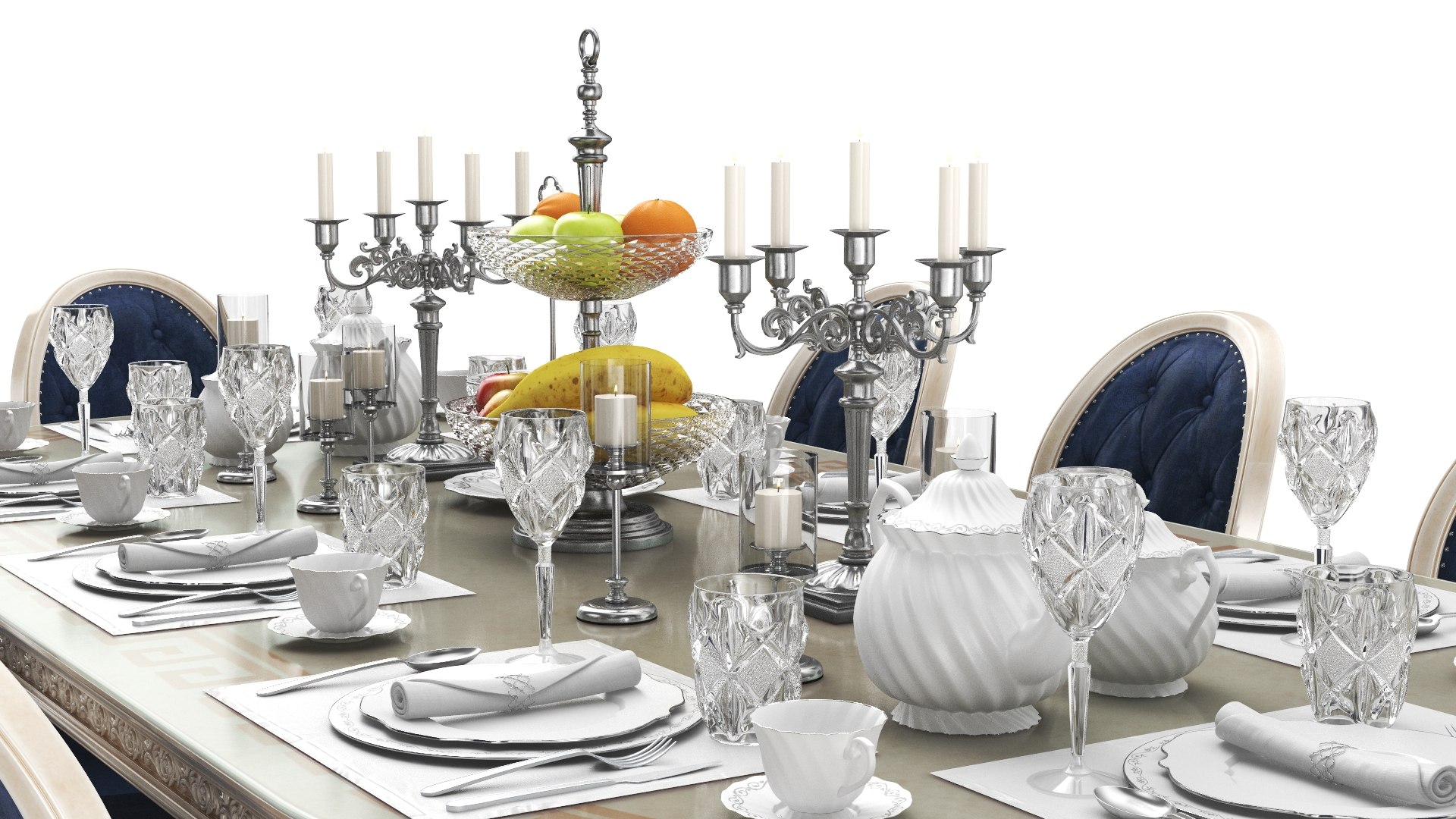 Full Dining Table Set 3D Model - TurboSquid 1765458