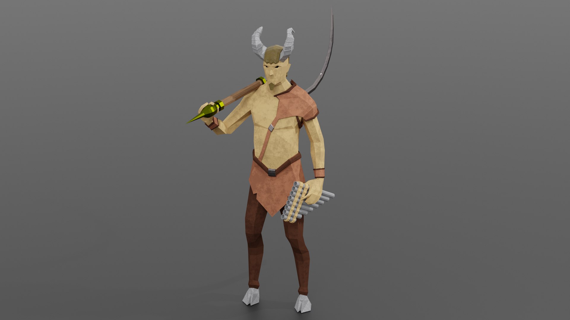 Satyr Half-goat Nature Spirit Wild Man Horned God Forest Bacchus 3D ...