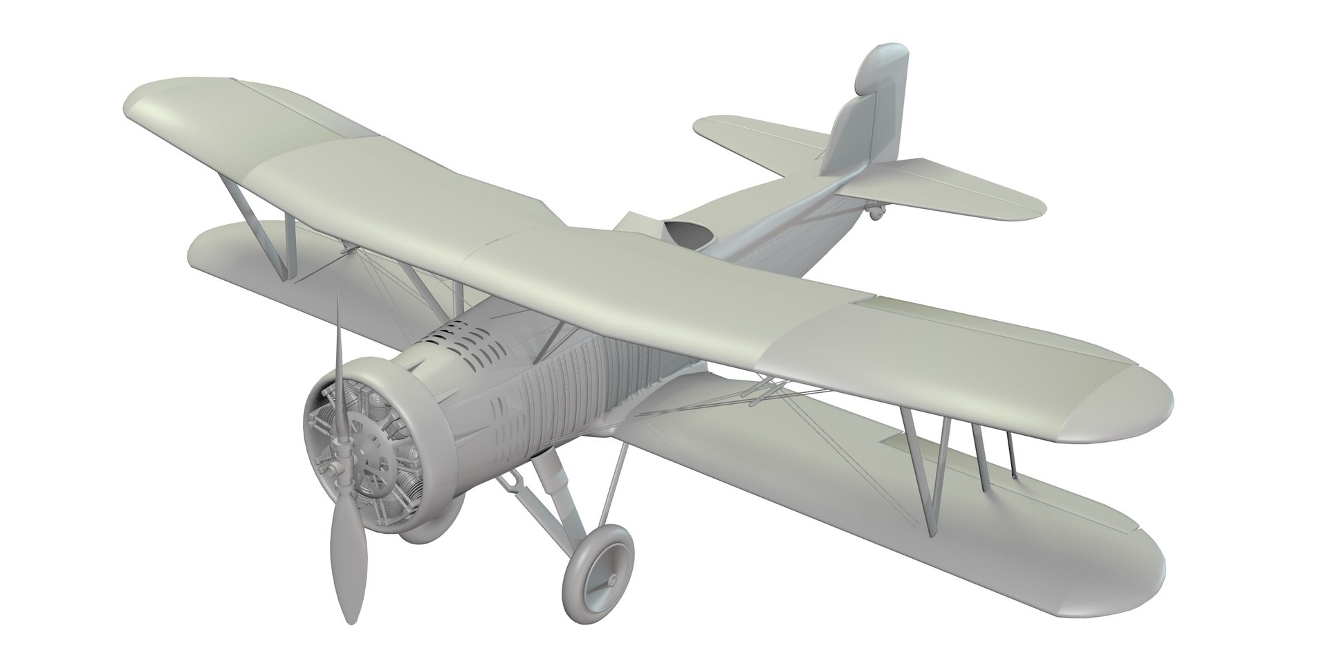3d Model Biplane Curtiss Helldiver