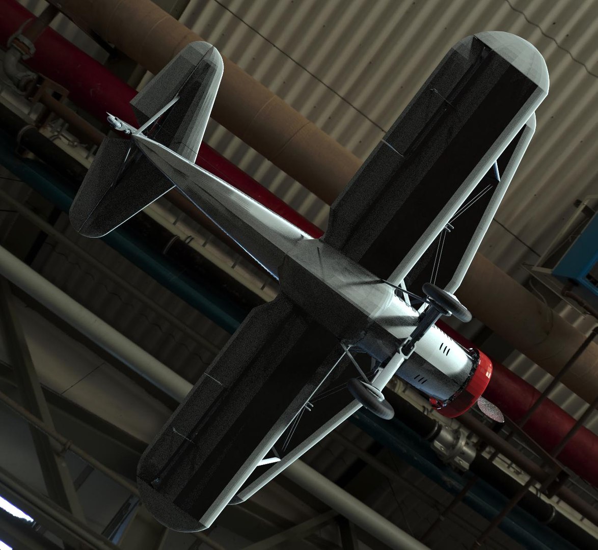 3d Model Biplane Curtiss Helldiver