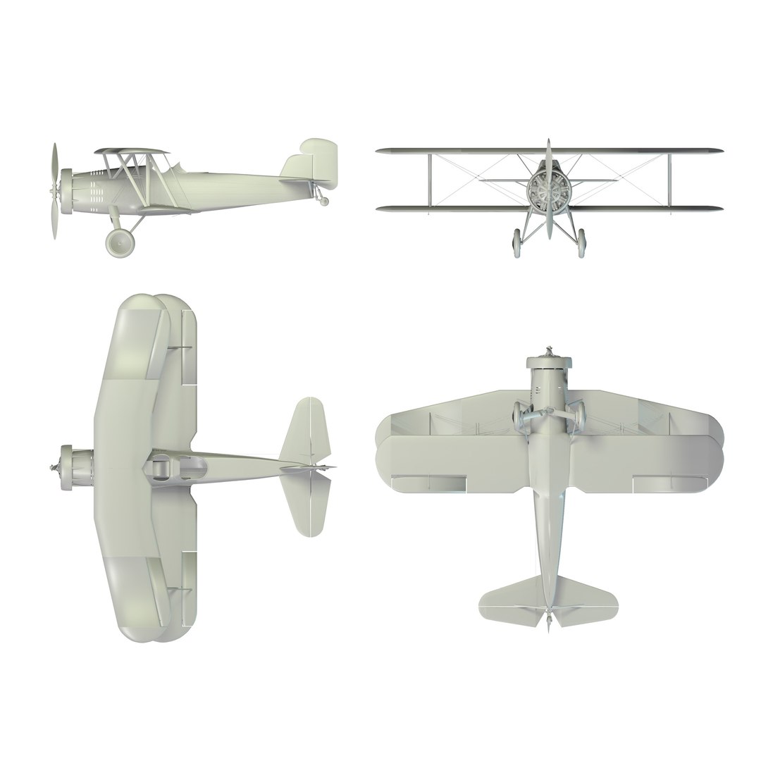3d Model Biplane Curtiss Helldiver