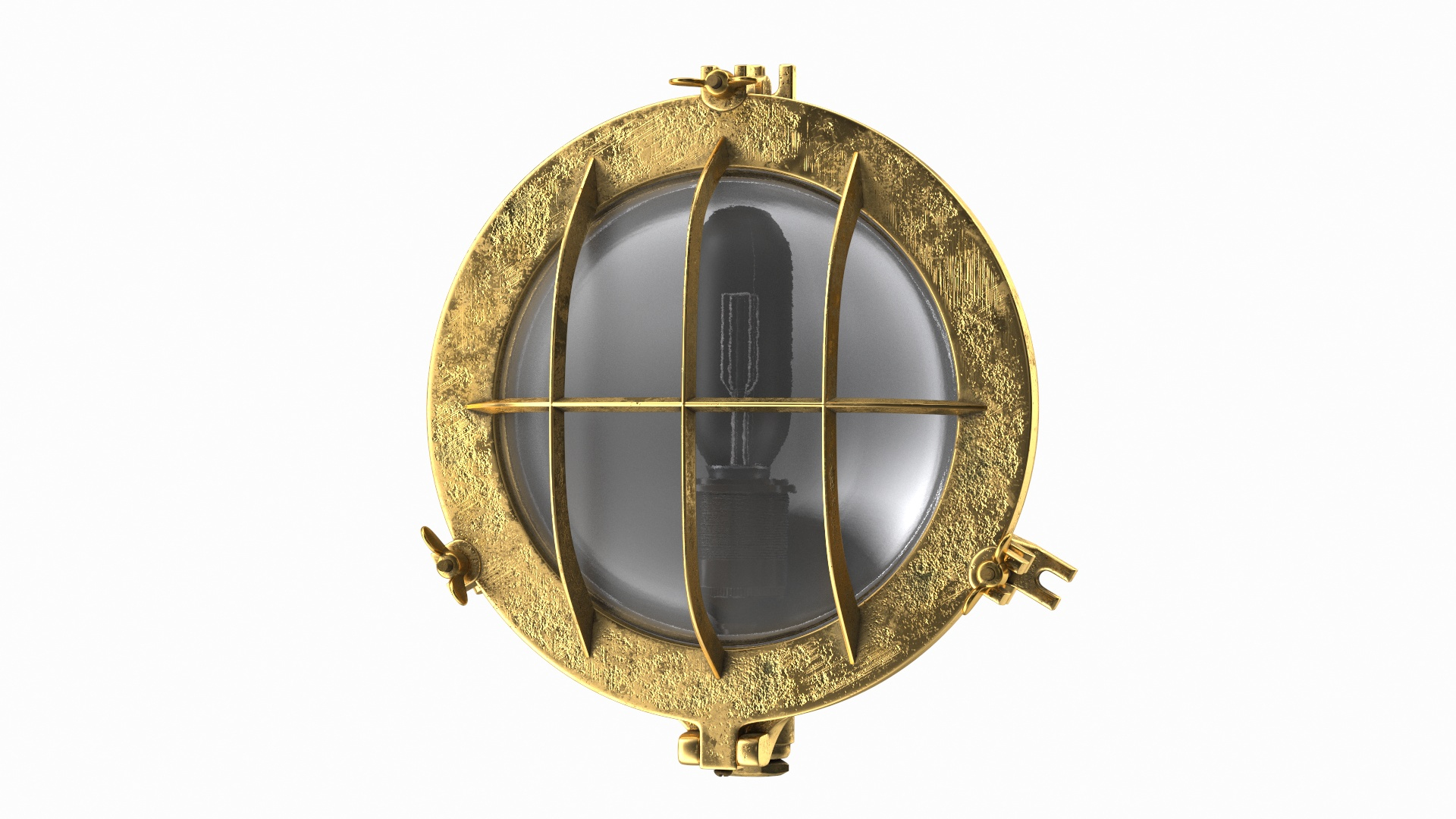 3D Model Round Bulkhead Lamp Brass With Clear Glass - TurboSquid 1981398