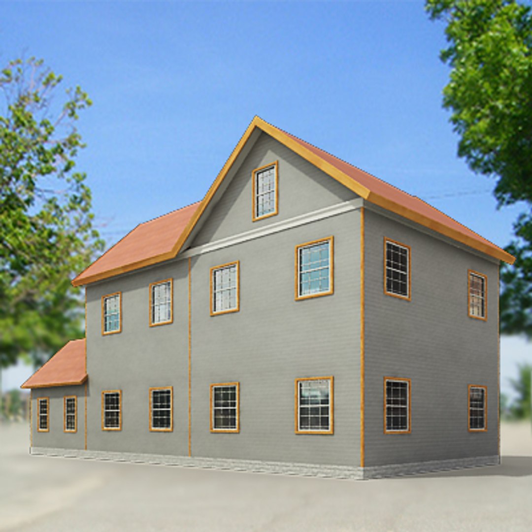 small town house building 3d 3ds