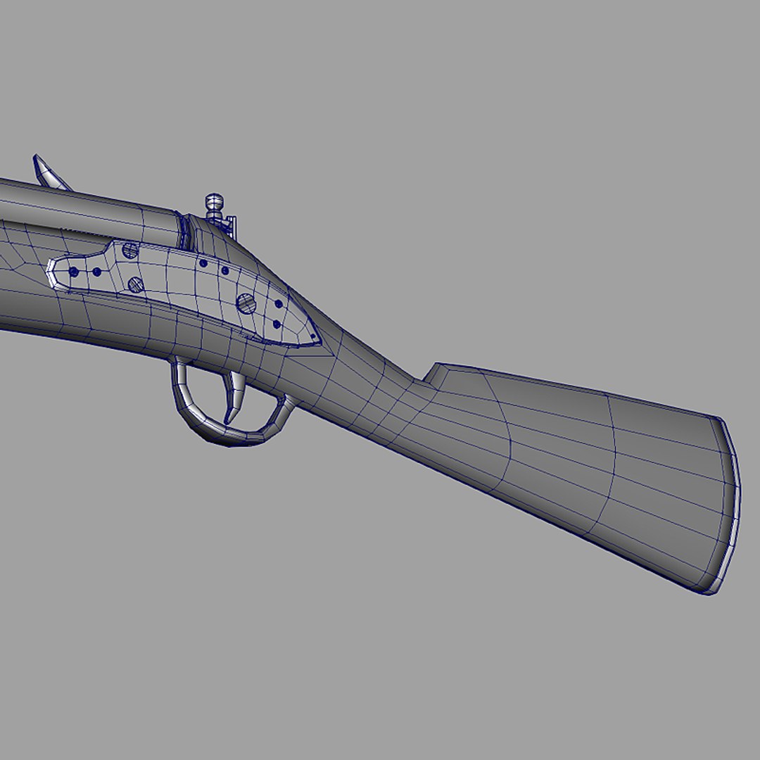 19th Flintlock Rifle 3d Model