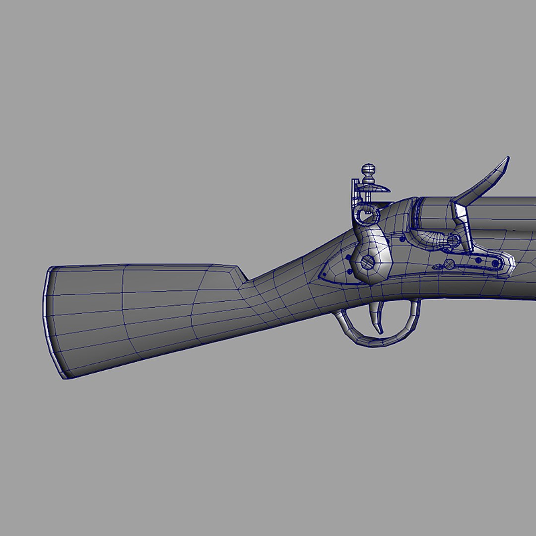19th Flintlock Rifle 3d Model