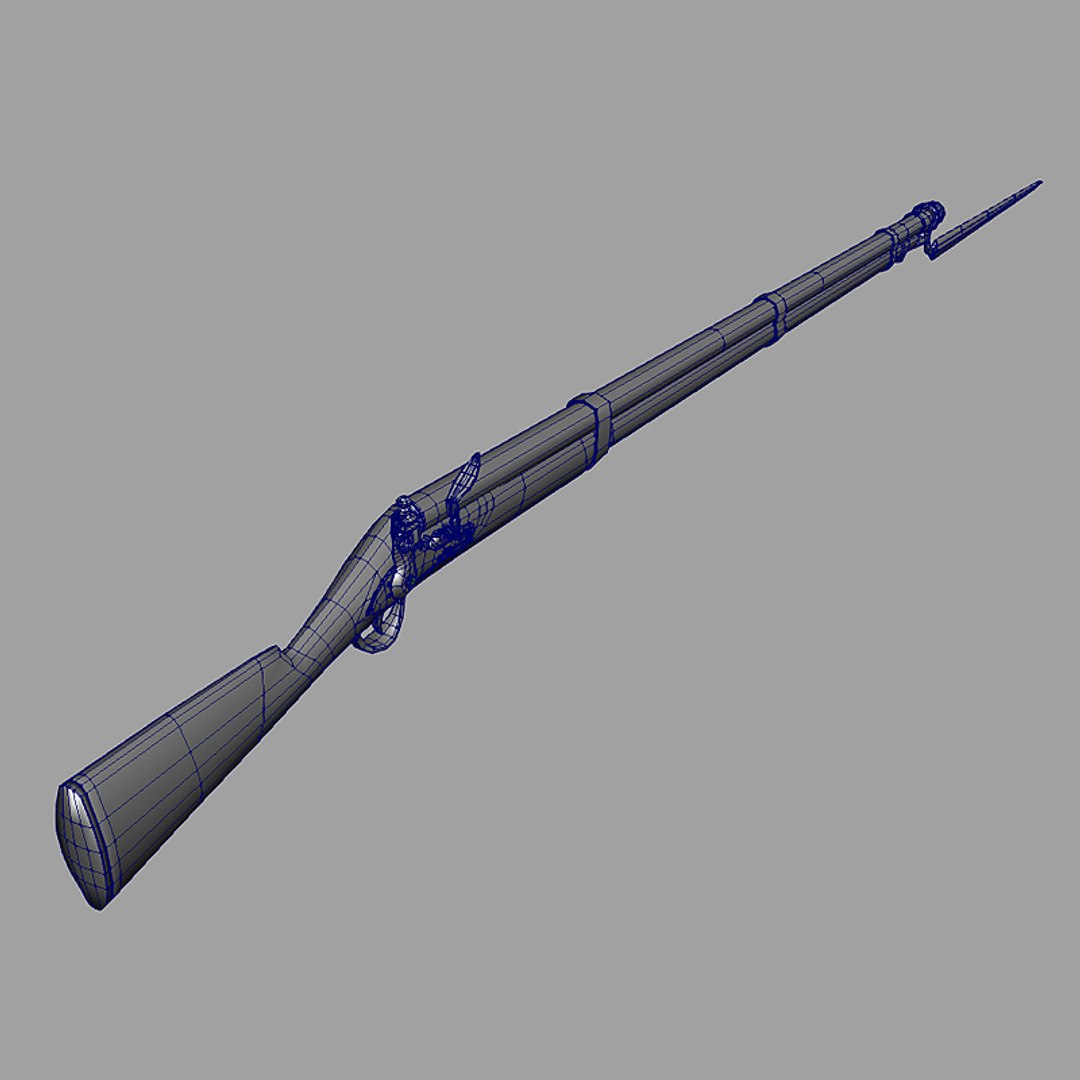 19th Flintlock Rifle 3d Model